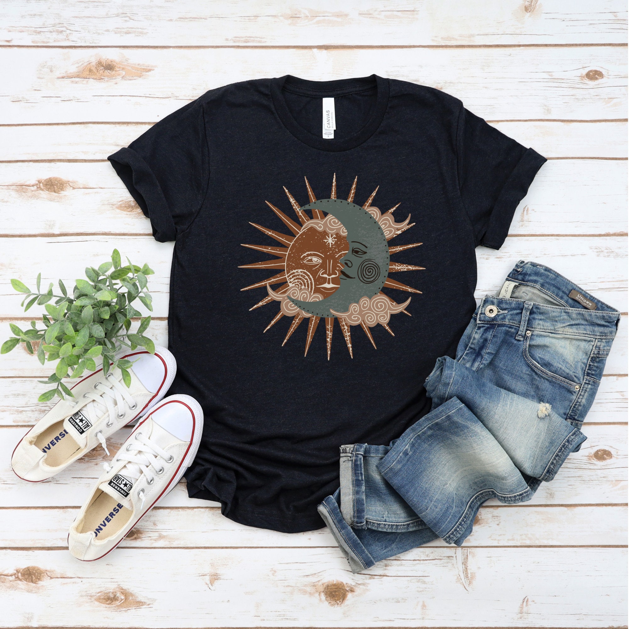 Sun and Moon T-shirt, Summer Apparel, Summer Clothing, Moon T-shirt ...