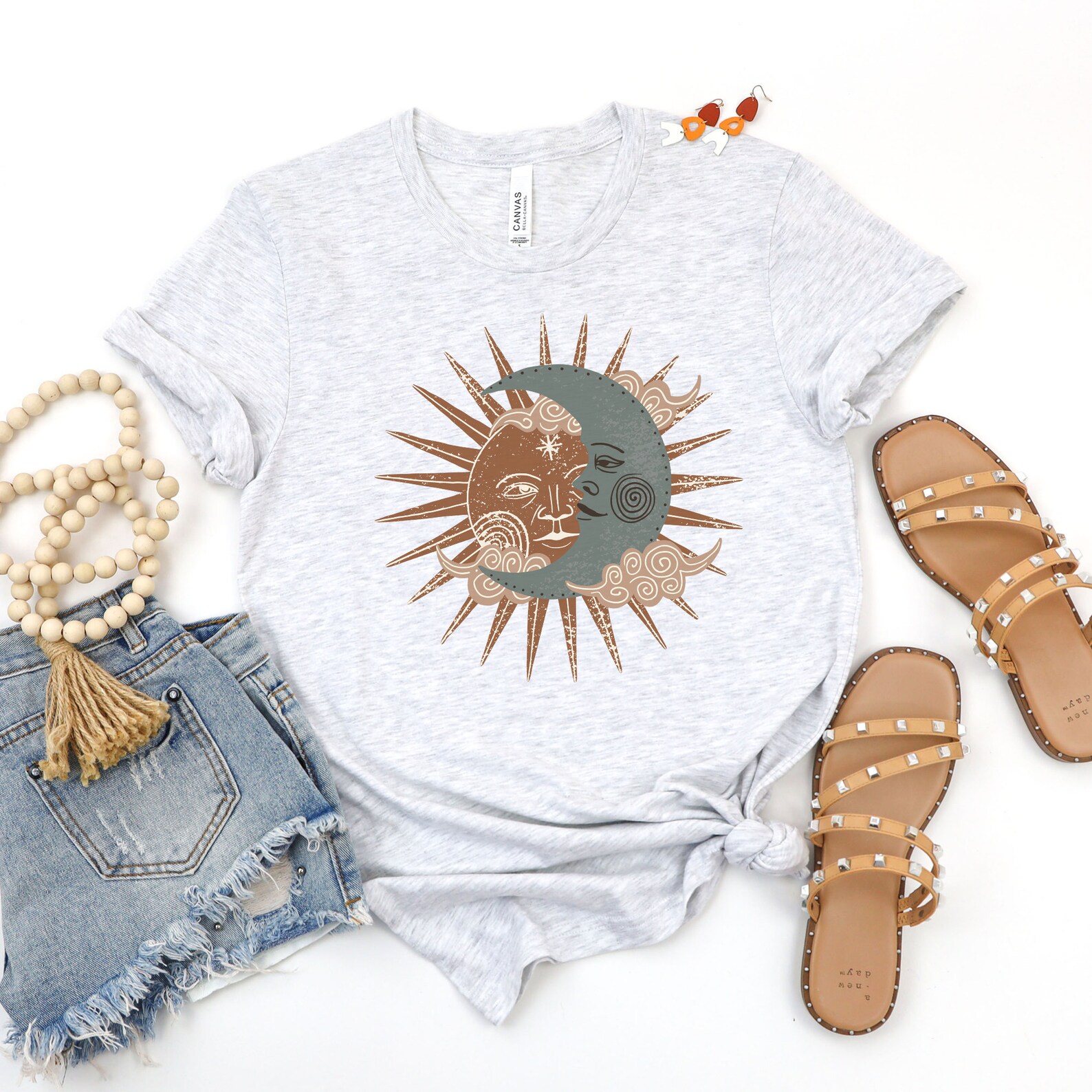 Sun and Moon T-shirt, Summer Apparel, Summer Clothing, Moon T-shirt ...