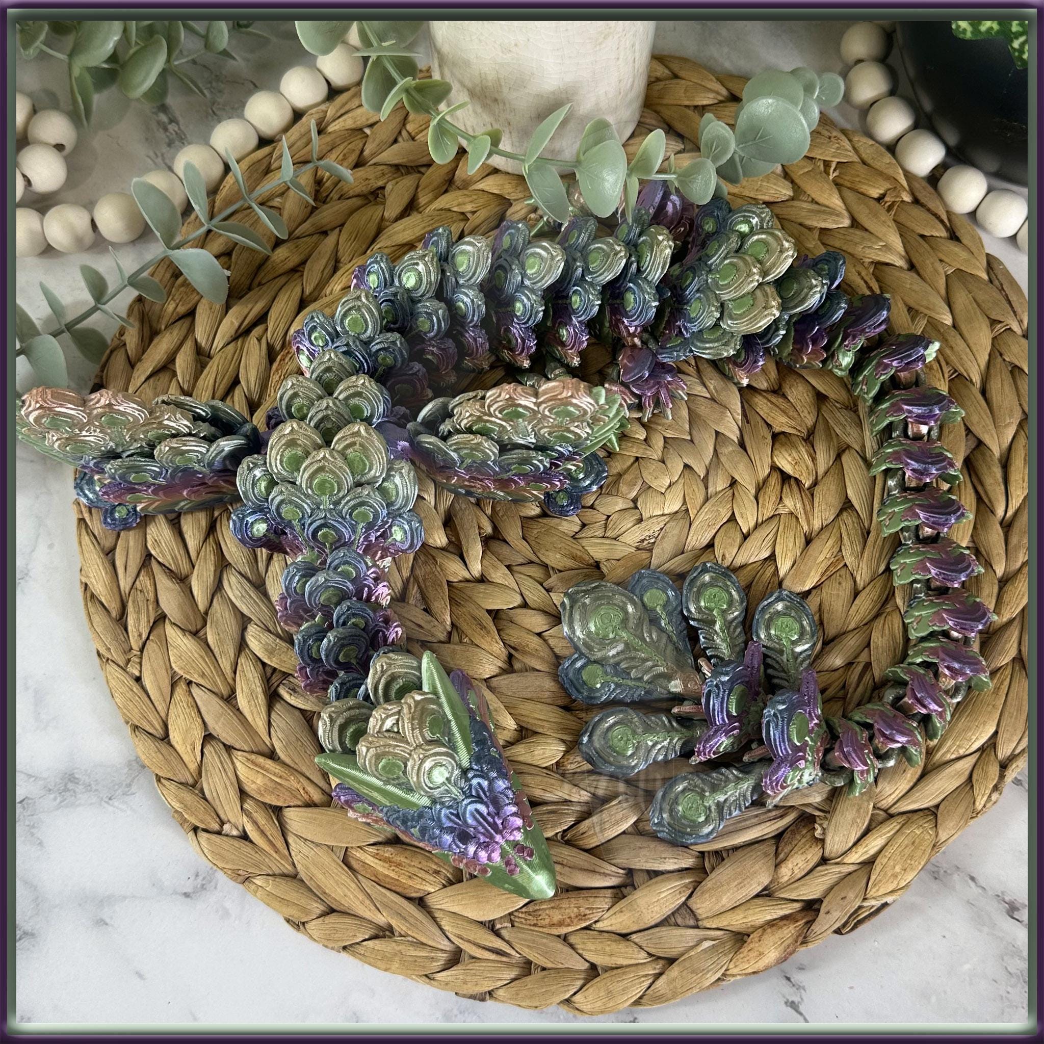 Peacock Dragon - 3D Printed - Cinderwing Design - Articulated Novelty ...