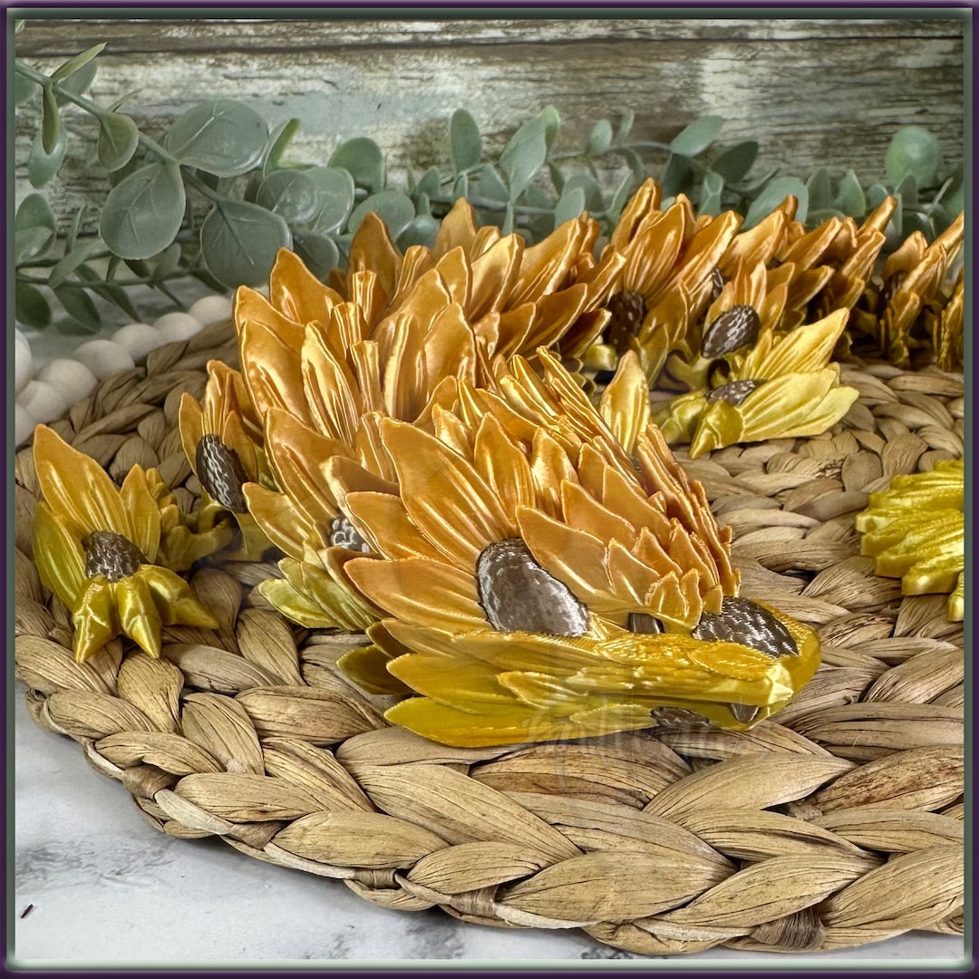 Sunflower Dragon - 3D Printed - Cinderwing Design - Articulated Novelty ...