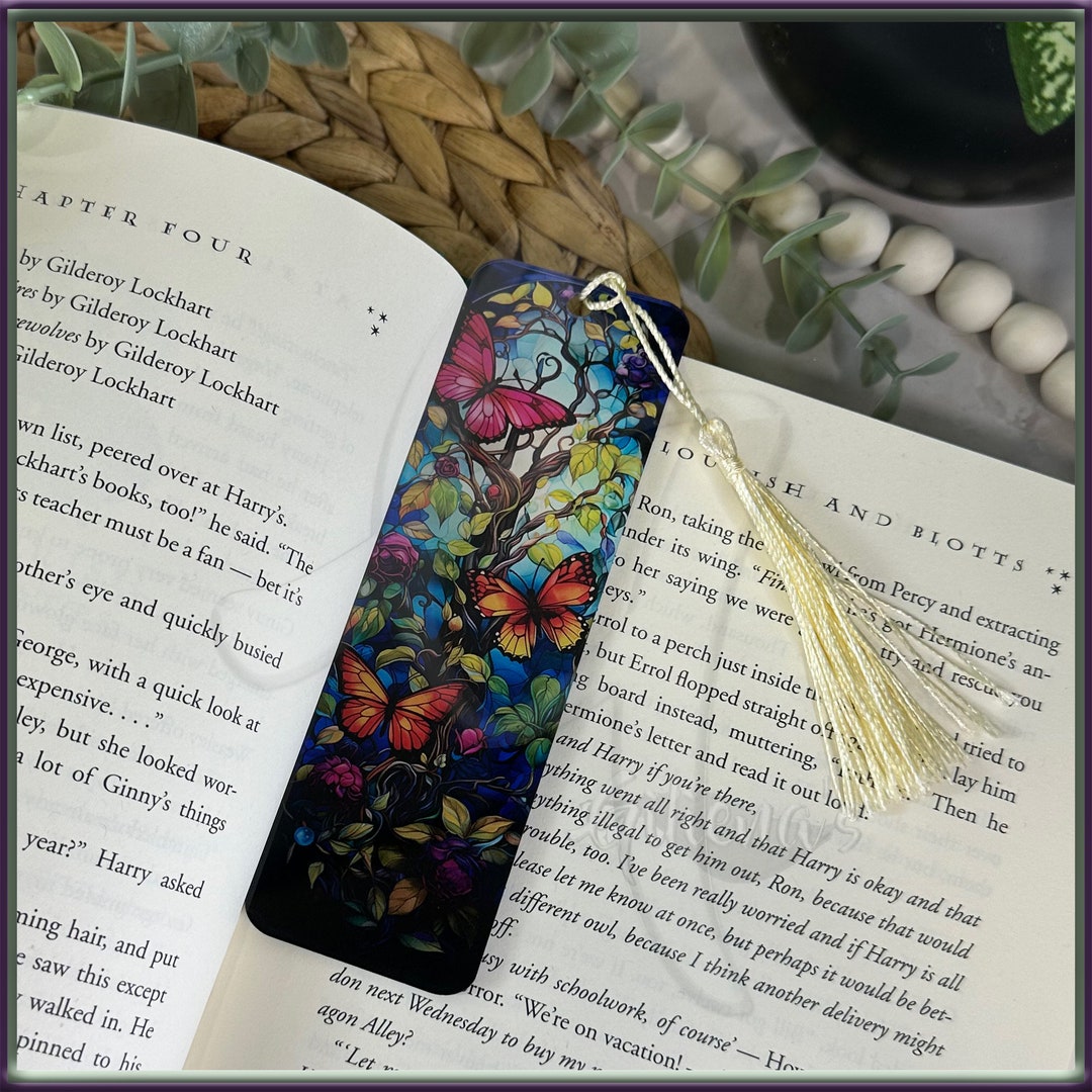 Stained Glass Butterflies Acrylic Bookmark, Library, Accessories ...