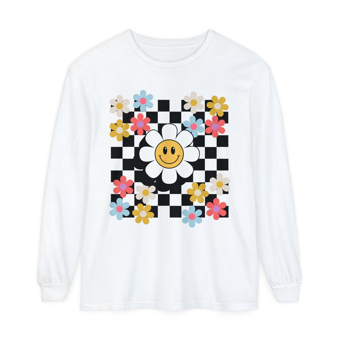 Comfort Colors® Spring Smile Long Sleeve, Smile Face Long Sleeve ...