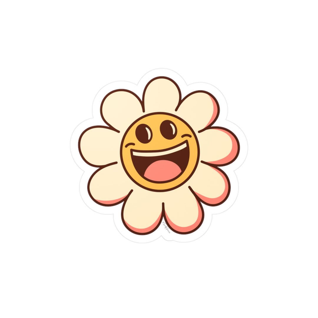 Smiley Face Flower Vinyl Decals, Flower Decals, Flower Stickers, Smiley ...