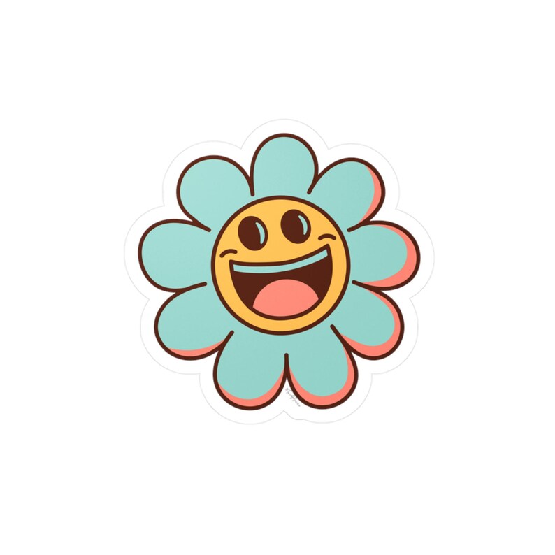Smiley Face Flower Vinyl Decals, Flower Decals, Flower Stickers, Smiley ...