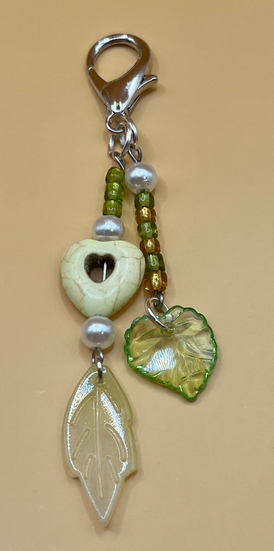 Yellow Green Leaf Keychain - Etsy