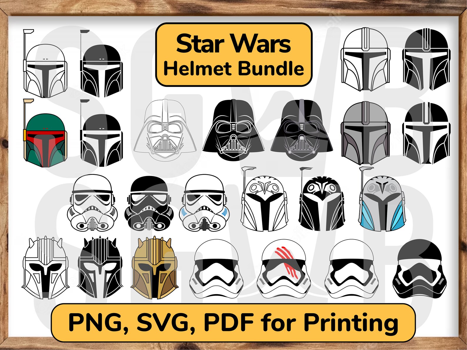 Star Wars Helmet Bundle Boba Fett Svg Mandalorian Svg Darth Vader Svg Armorer Svg