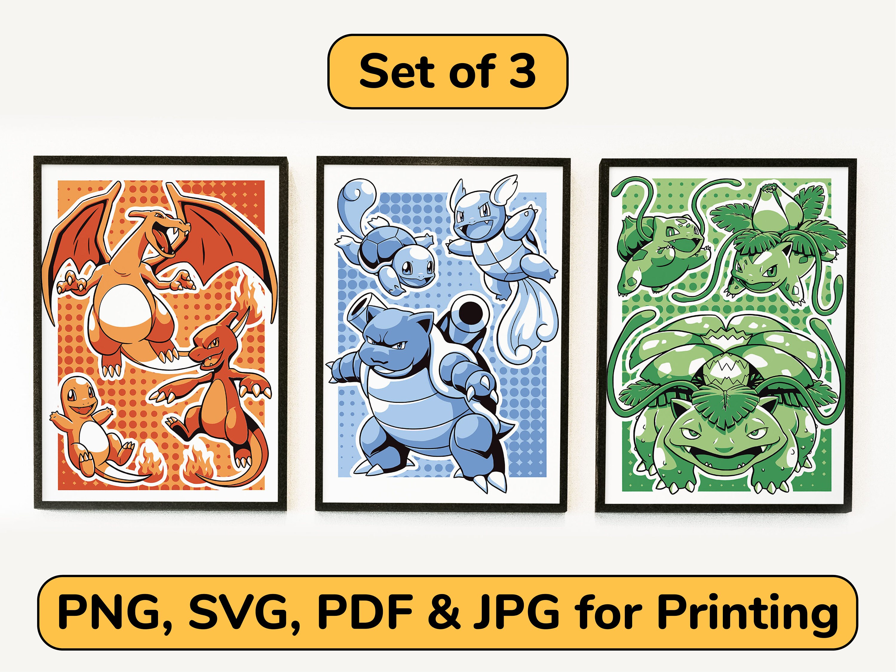 Pokemon Poster Set of 3 Print Pokemon Art Bulbasaur Png - Etsy