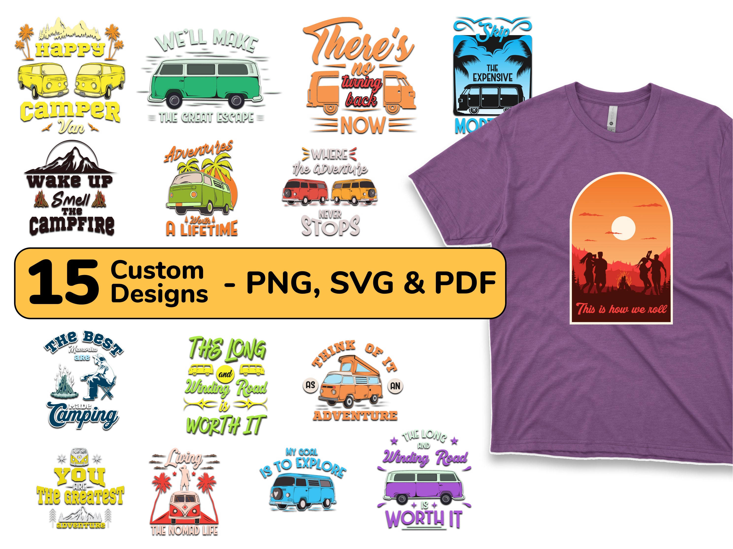 Van life SVG Bundle, Van life shirt SVG, Van life tee bundle, Van life ...