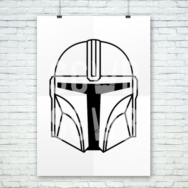 Mandalorian Helmet Clipart, Mandalorian SVG, Mandalorian Stencil File ...