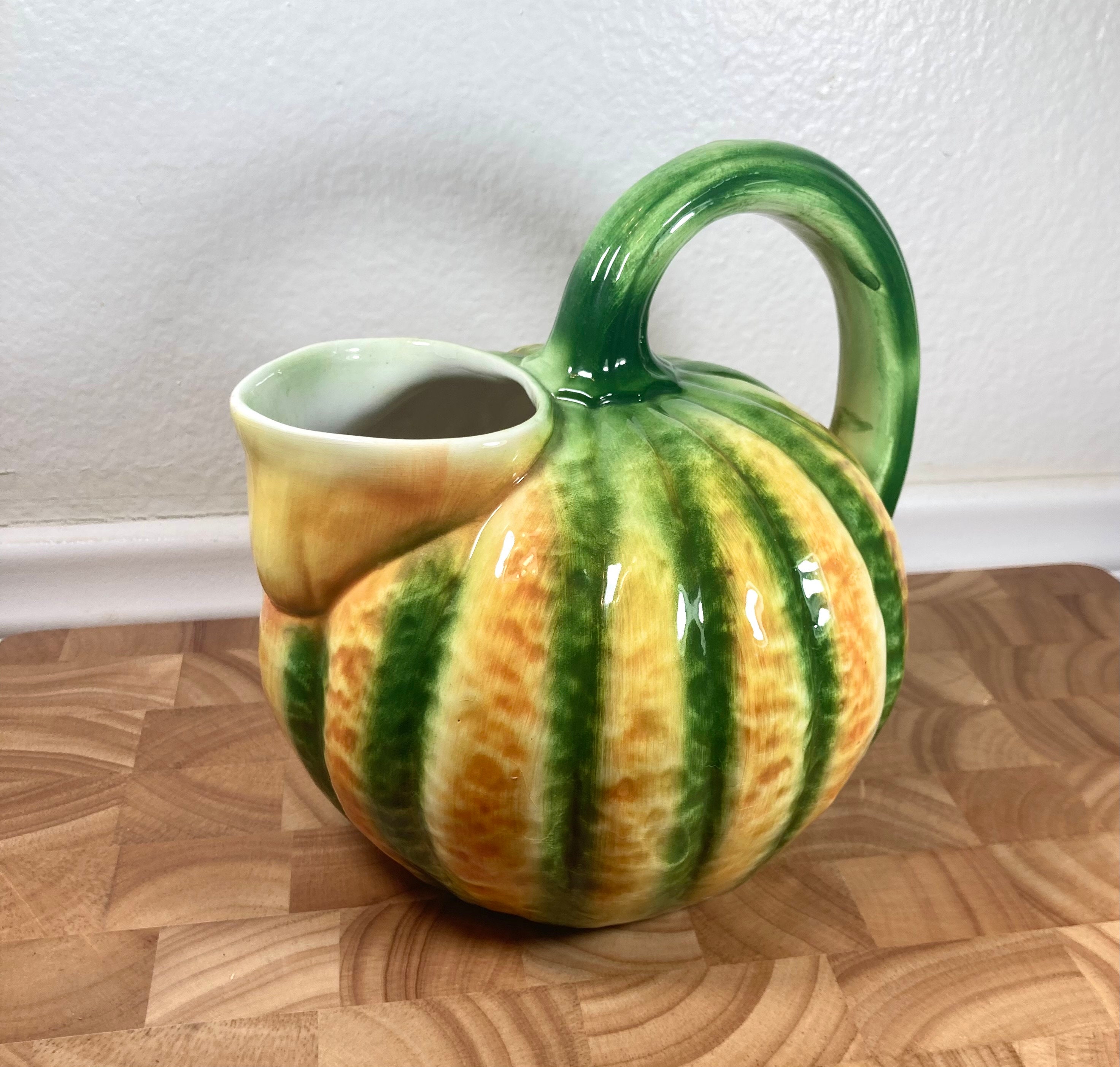 Vintage Italian Majolica Melon Gourd Jug - Etsy