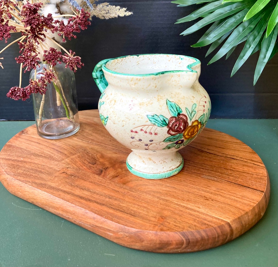 Vintage Italian Handmade Dipinto A Mano Floral Pitcher Ceramic Vase - Etsy