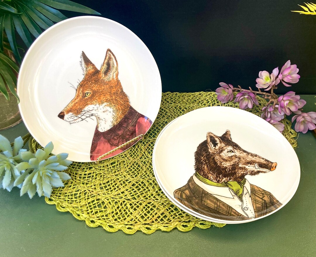 Set of 3 Rachel Kozlowski Dapper Animal West Elm Salad Plates - Etsy