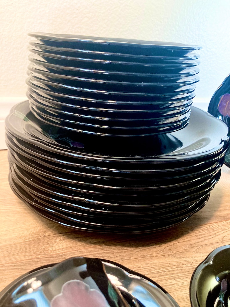 Vintage Mikasa Tango Rondo Black Floral Dinnerware - Etsy