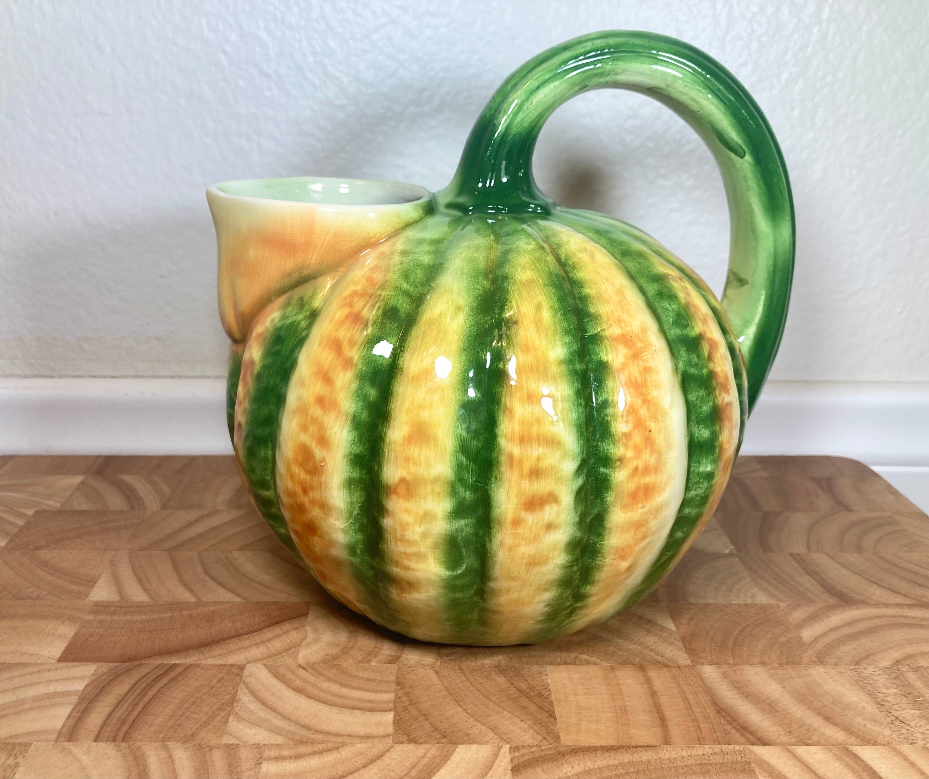 Vintage Italian Majolica Melon Gourd Jug - Etsy