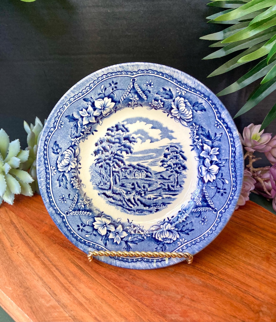 Vintage Barratts of England Old Castle Blue Transferware Salad Plate - Etsy