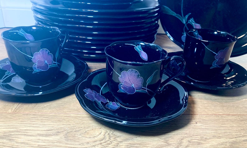 Vintage Mikasa Tango Rondo Black Floral Dinnerware - Etsy