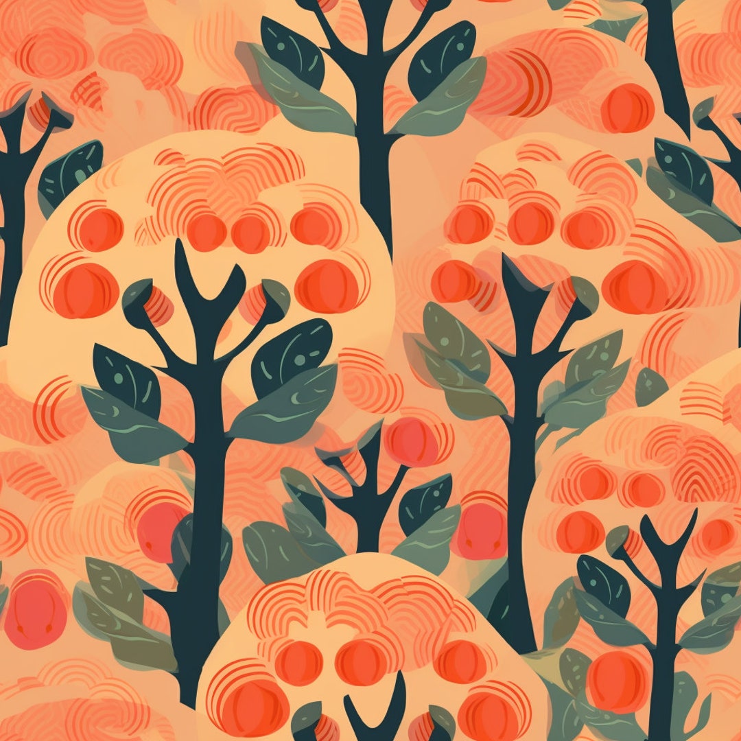 Peach Tree Pattern, Peach Pattern, Peach Trees, Fruit Pattern. - Etsy
