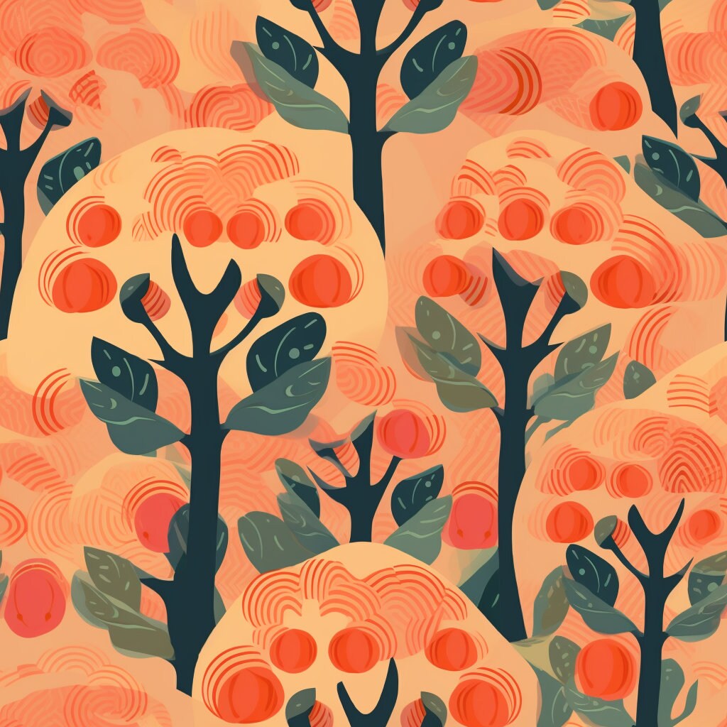 Peach Tree Pattern, Peach Pattern, Peach Trees, Fruit Pattern. - Etsy