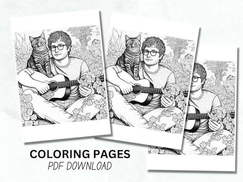 Ed Sheeran Singer Fantasy Coloring Page Book, Adults + Kids- Instant ...