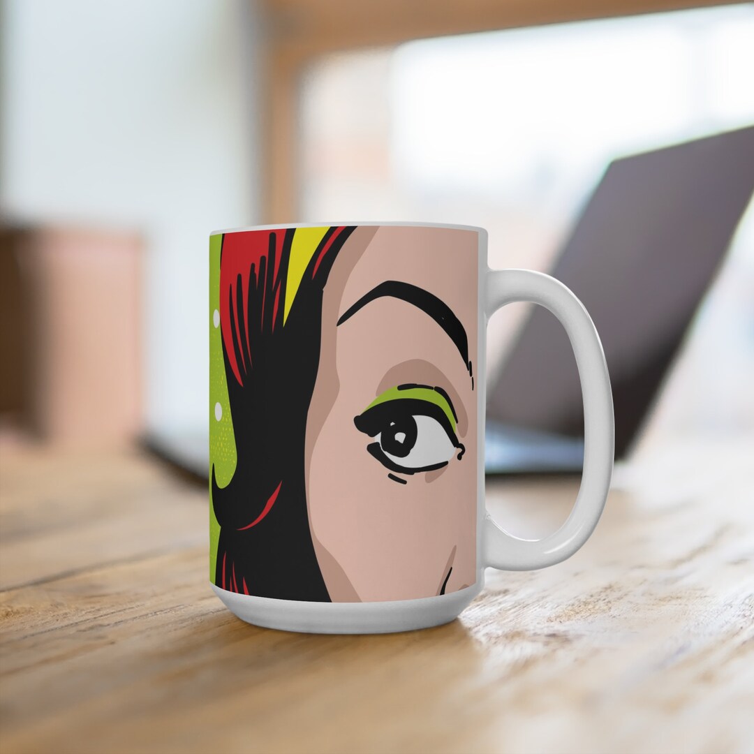 15 Ounce Coffee Mug Large Coffee Mug Comic Coffee Makeup Cup Chick ...