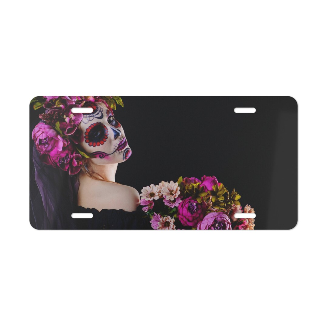 Vanity Plate Skull Lady. Day of the Dead. Dia De Los Muertos. Car ...
