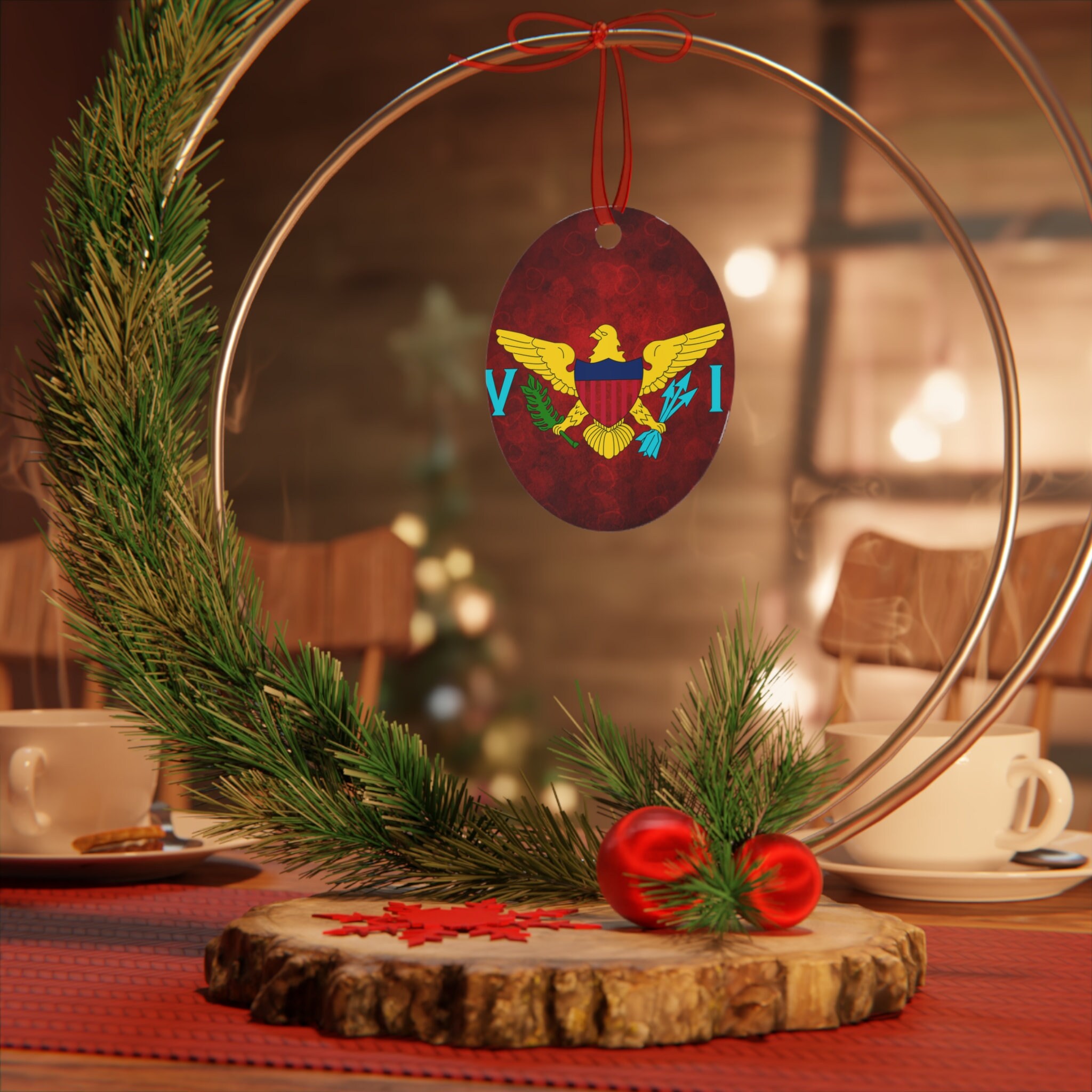 Virgin Islands Flag Metal Ornaments. USVI Flag Ornament. VI Flag ...