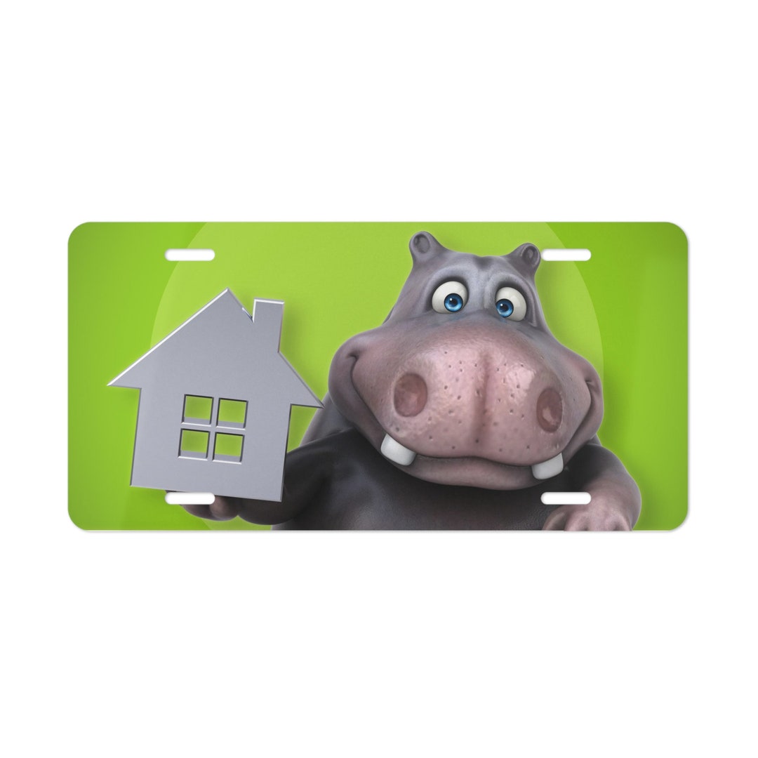 Vanity Plate House Hippo. Whimsical Hippo. Wall Art. New Car Gift ...