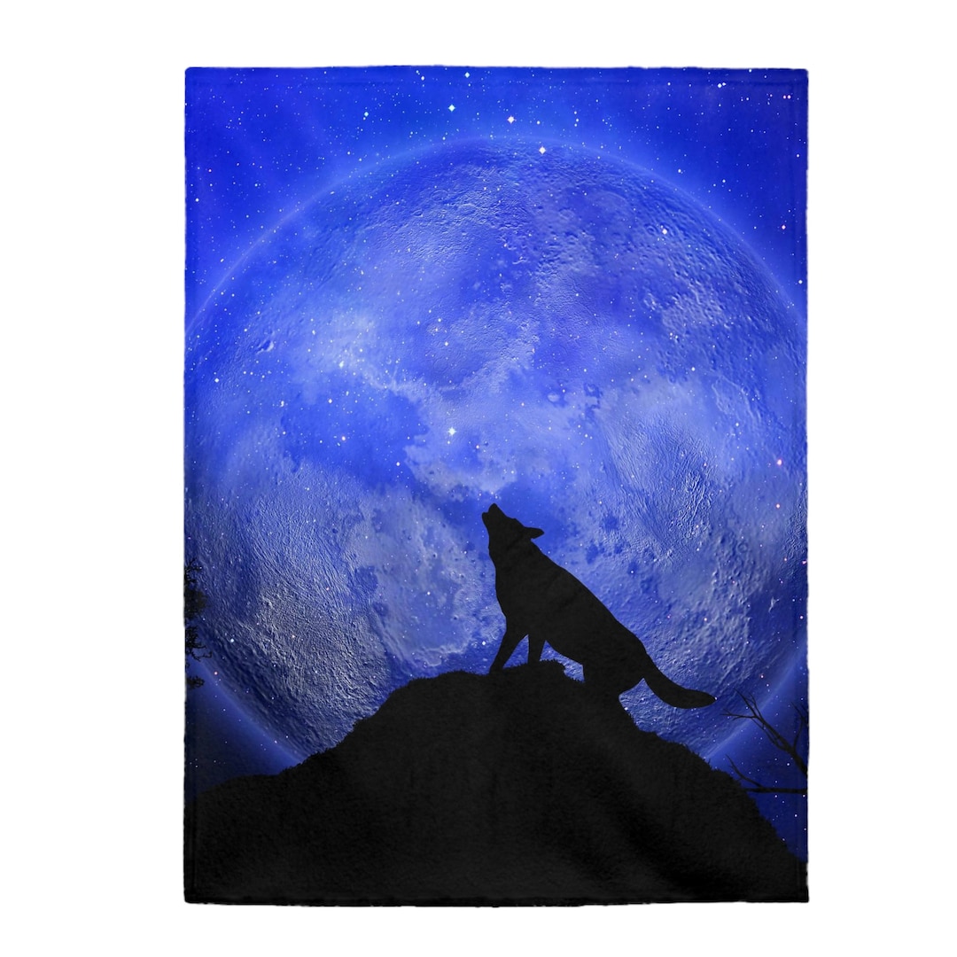 Velveteen Plush Blanket Howling Wolf - Etsy