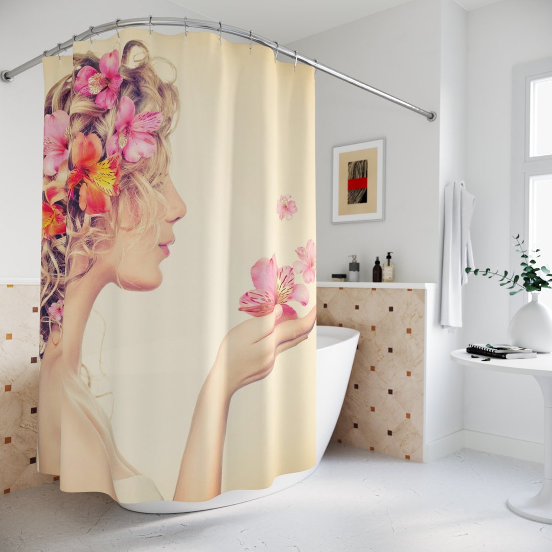 Polyester Shower Curtain. Lady Shower Curtain. Bathroom Shower Curtain ...