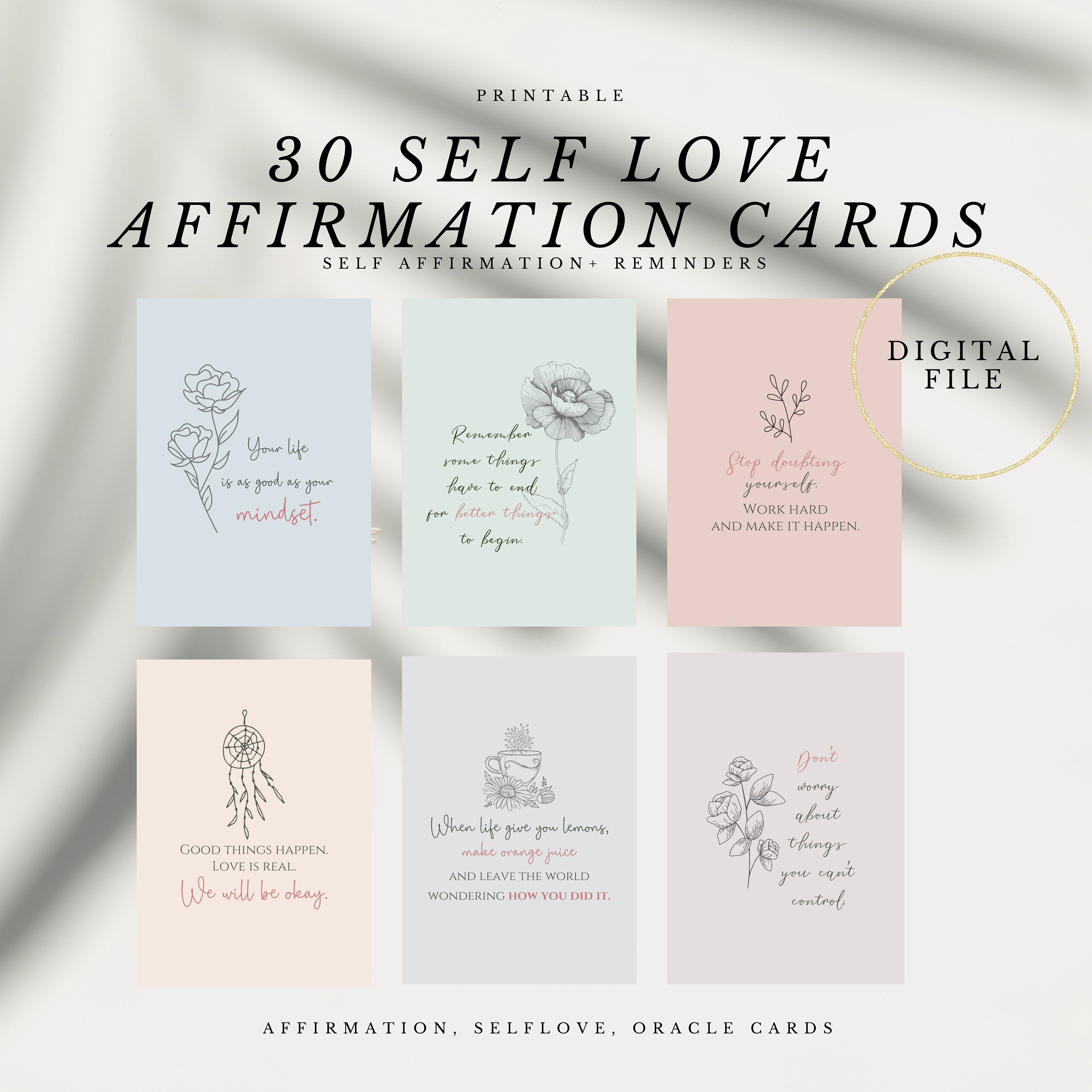 Affirmation Cards Digital Download, Mindfulness Affirmations Deck ...