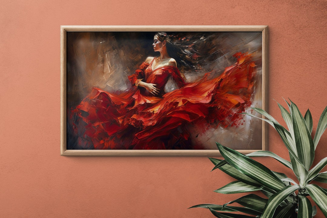 Red Dress Flamenco Dancer 3, Wall Art, Canvas, Dancer Art Print, Dancer ...