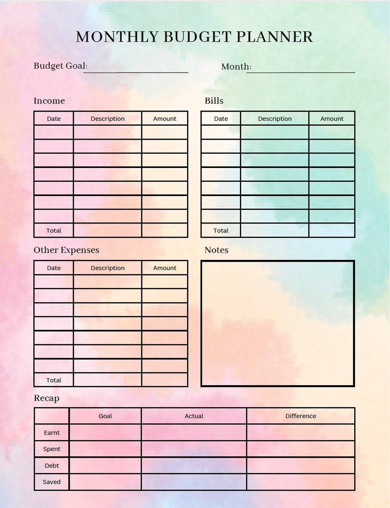 Monthly Budget Guide! - Etsy