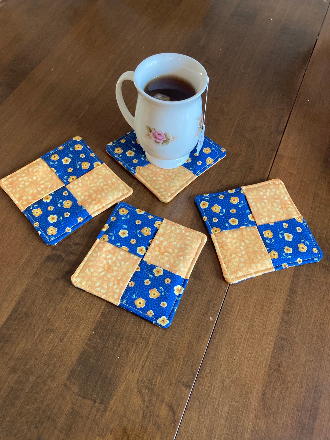 4 Patch Coaster Blue/orange - Etsy