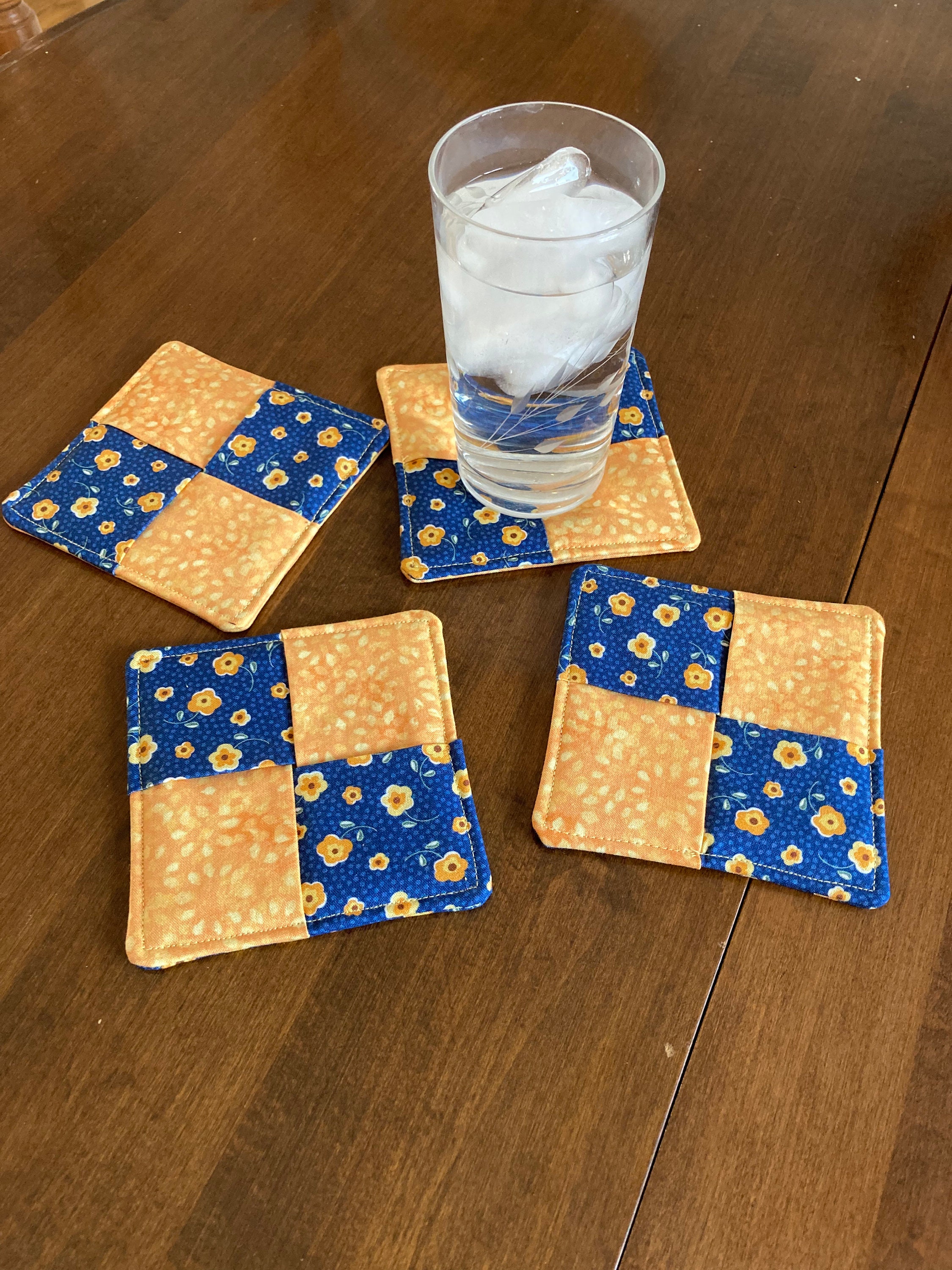 4 Patch Coaster Blue/orange - Etsy