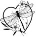 Dragonfly Floral Heart Vector Art, Black and White Illustration ...