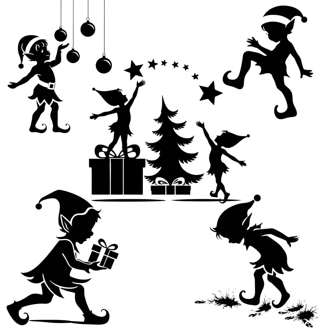 Elf's PNG SVG, Christmas Elf Clipart, Elf Silhouette, Digital Download ...