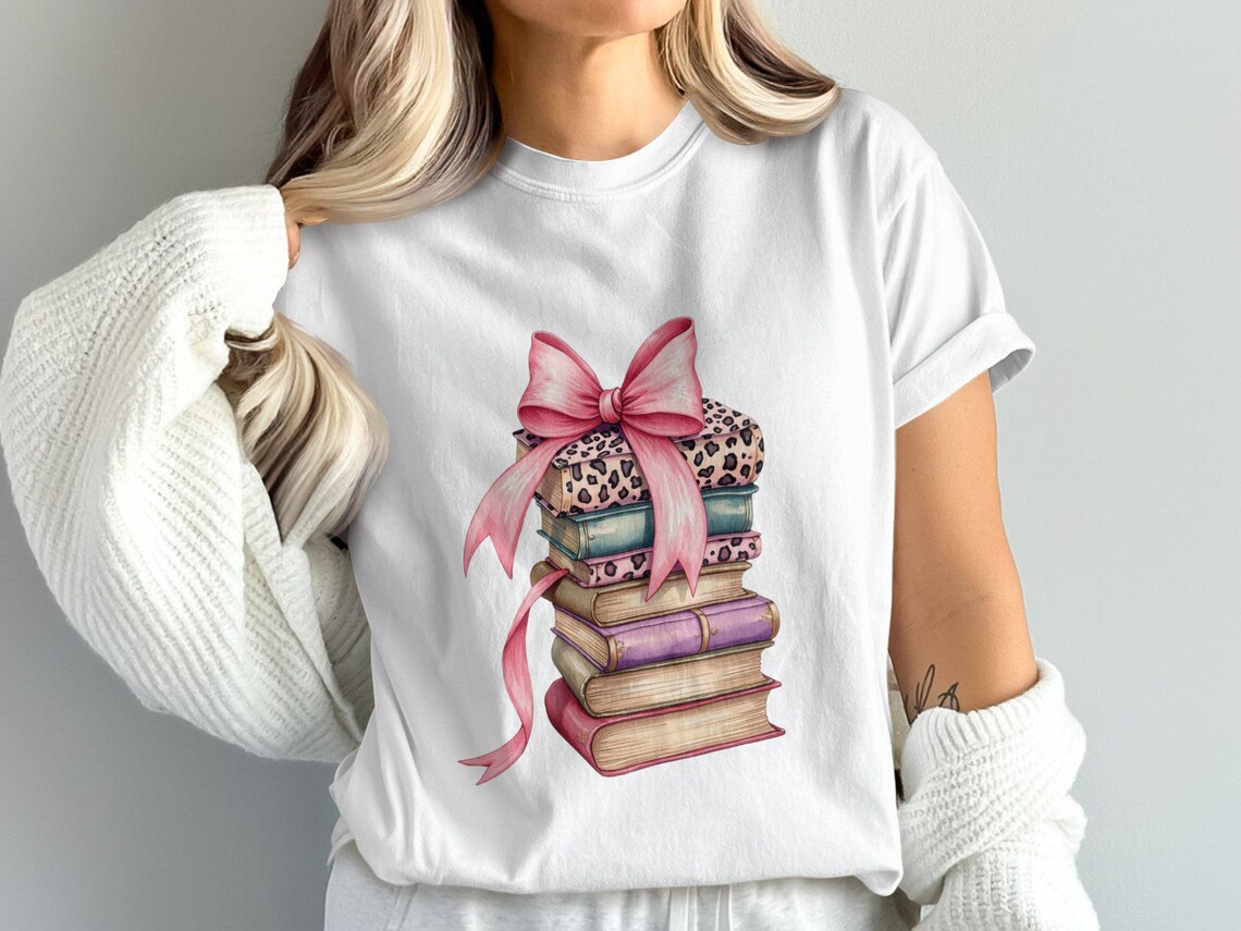Coquette Book Stack PNG, Pink Stack of Books With Bow,transparent ...