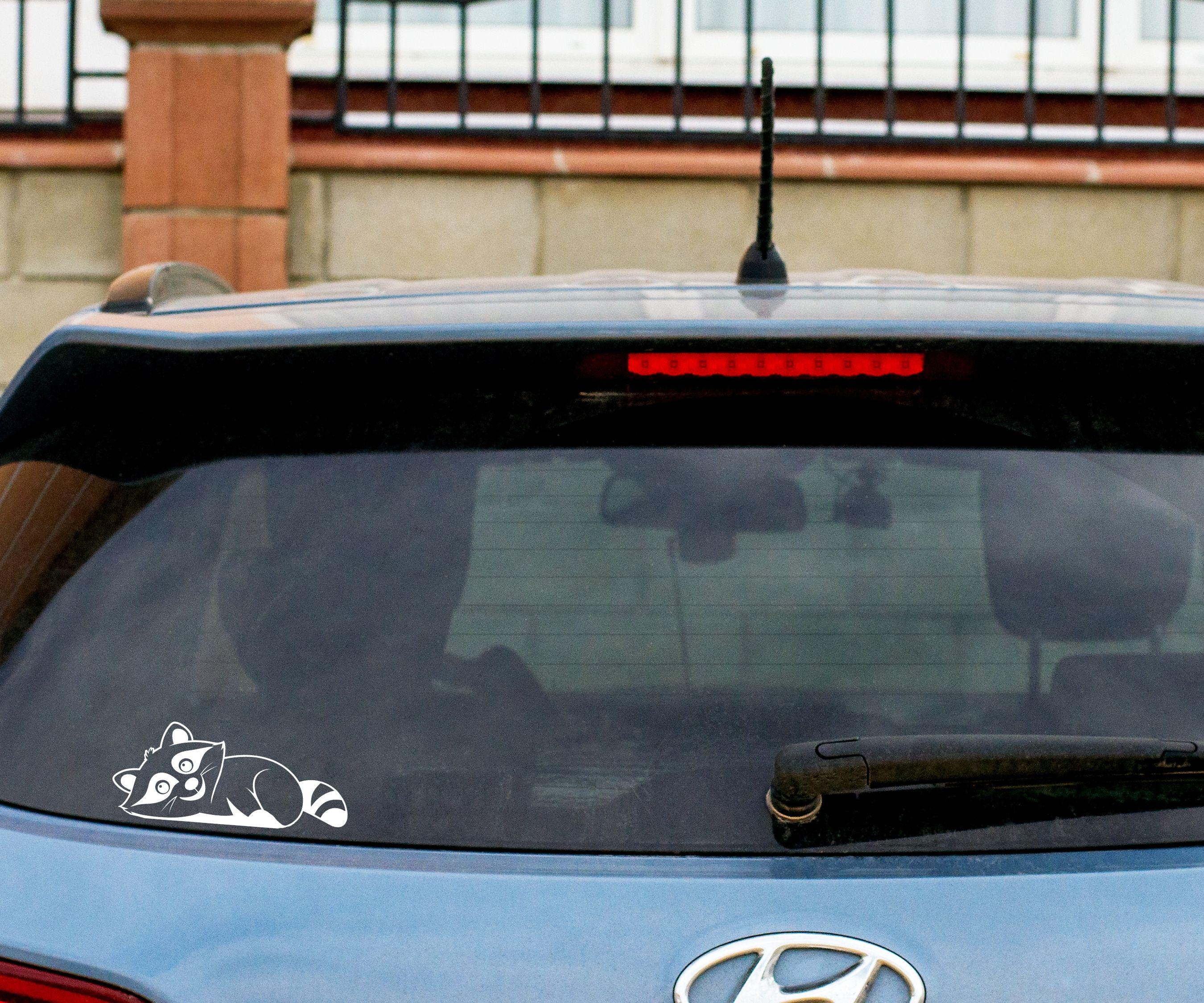 Raccoon Vinyl Decal, Cute Black or White Animal Sticker for Car Window ...