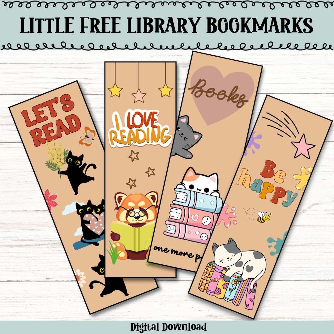 Little Free Library Bookmarks, Digital Library Bookmark, Book Lover ...