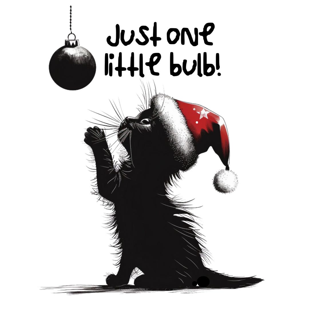 Santa Black Cat PNG Clipart, Mischief Kitty (digital Download) - Etsy UK