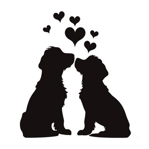 Puppy Love Dog Silhouette Clipart,dogs in Love With Hearts SVG Png ...
