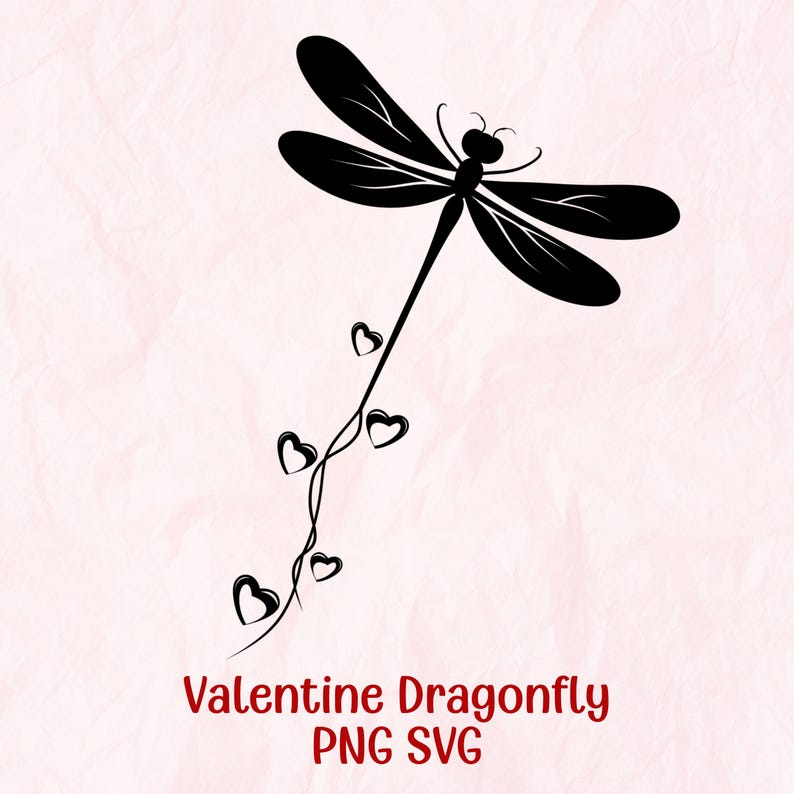Whimsical Valentine Dragonfly SVG, Heart Dragonfly Clipart, Dragonfly ...