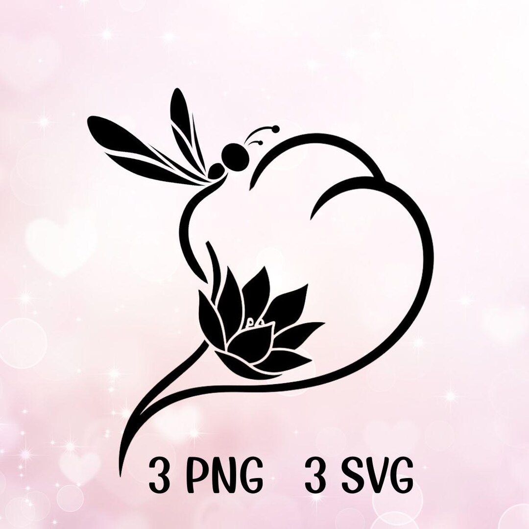 Dragonfly Heart SVG Png, Butterfly Floral Heart Svg, Floral Heart Svg ...