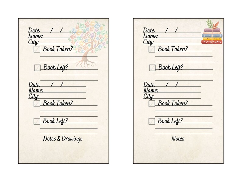 Little Free Library Printable Sign in Sheets, Little Free Library Guest ...