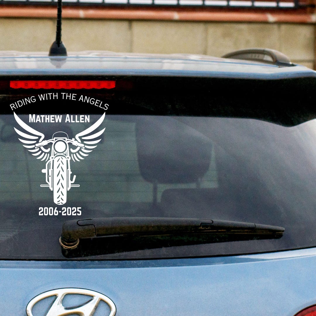 Custom Motorcycle Memorial Decal: Riding With Angels - Etsy