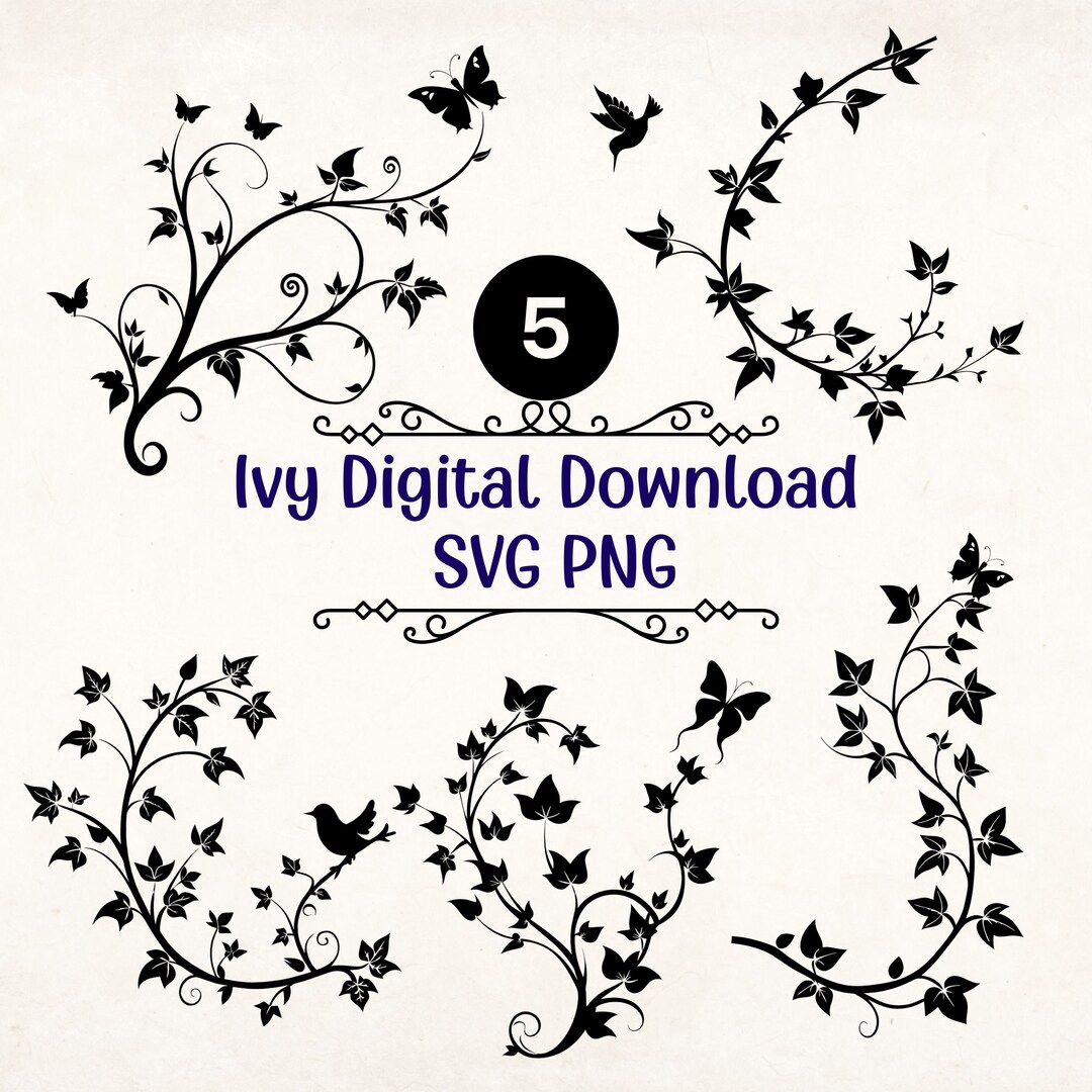 Ivy and Butterfly SVG, Ivy and Bird Clipart Png Ivy Vines Svg,ivy Svg ...