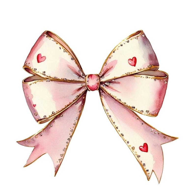 Pastel Pink Heart Bow Clipart, Pink Jeweled Ribbon Bow Png, Cute ...