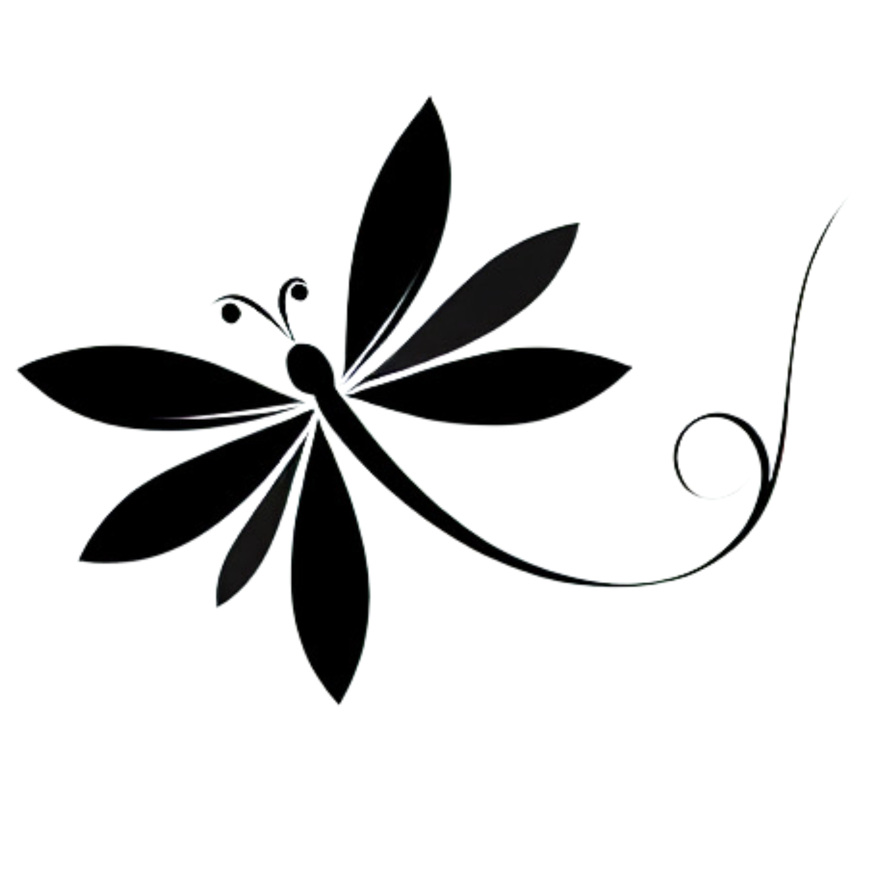 Whimsical Black Dragonfly Svg Png, Elegant Insect Silhouette Clipart ...