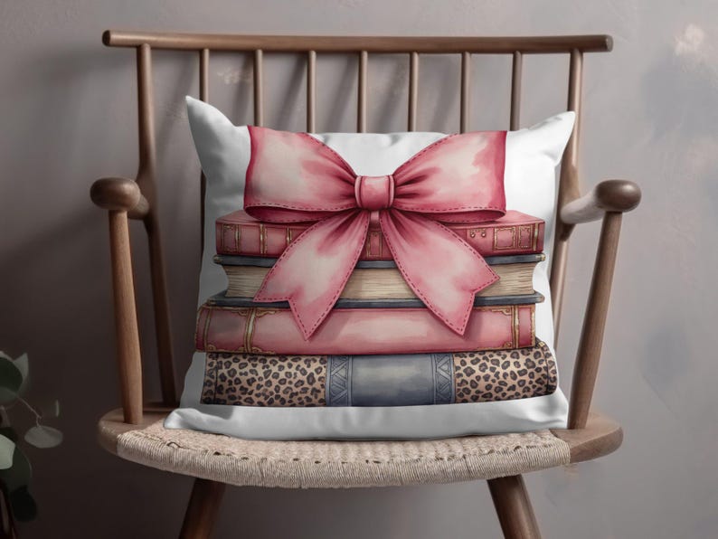 Pink Coquette Book Stack PNG, Pink Stack of Books With Bow, Book Lover ...