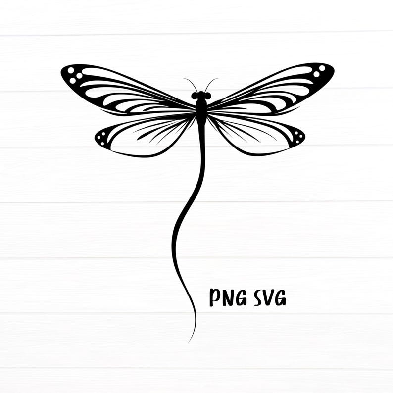 Minimalist Dragonfly Clipart, Simple Dragonfly Vector, Black and White ...